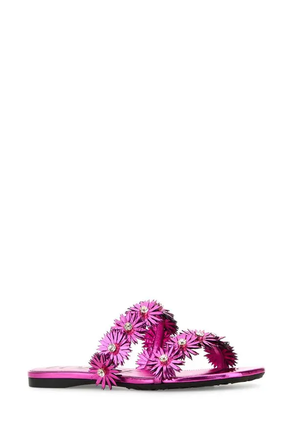 Loewe Fuchsia Leather Paula S Ibiza Slippers - Pink