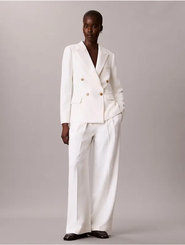 Calvin Klein Effortless Crepe Wide Leg Pleated Trousers
