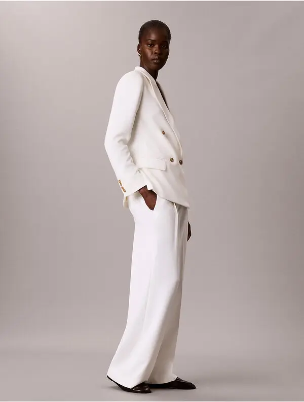 Calvin Klein Effortless Crepe Wide Leg Pleated Trousers