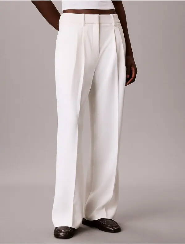 Calvin Klein Effortless Crepe Wide Leg Pleated Trousers