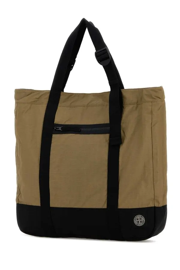 Stone Island Khaki Canvas Shopping Bag