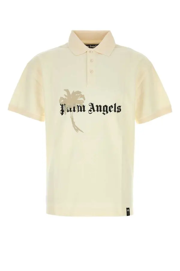 Palm Angels Cream Piquet Polo Shirt - Yellow