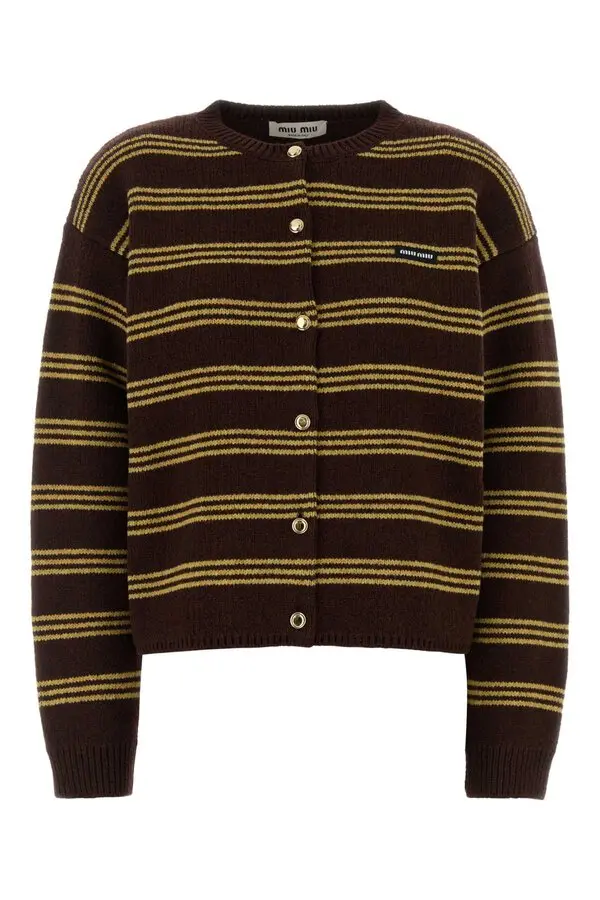 Miu Miu Embroidered Wool Blend Cardigan