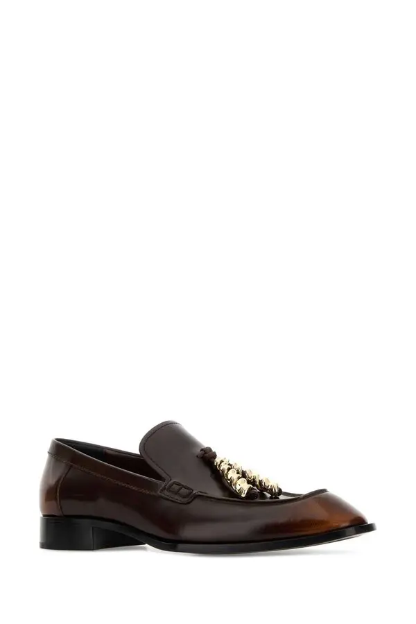 Loewe Chocolate Leather Edge Loafers
