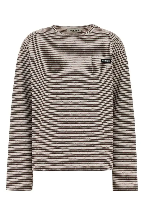 Miu Miu Embroidered Cotton Blend Oversize T-shirt
