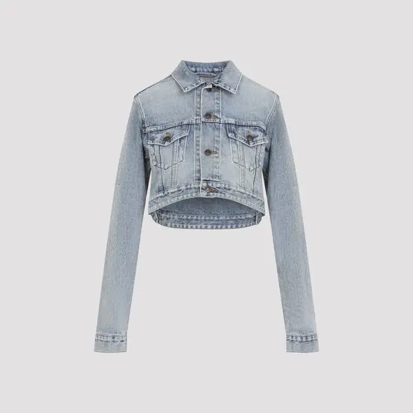 Balenciaga Cropped Cotton Jacket - Blue