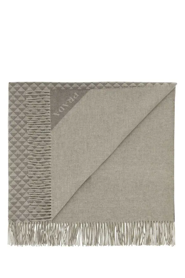 Prada Embroidered Wool Blend Symbole Double Blanket