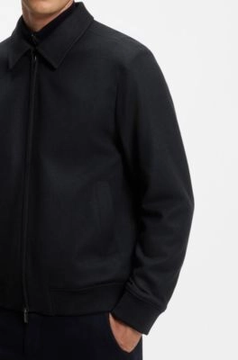 BOSS Slim-fit Zip-up Jacket In Virgin Wool Flannel