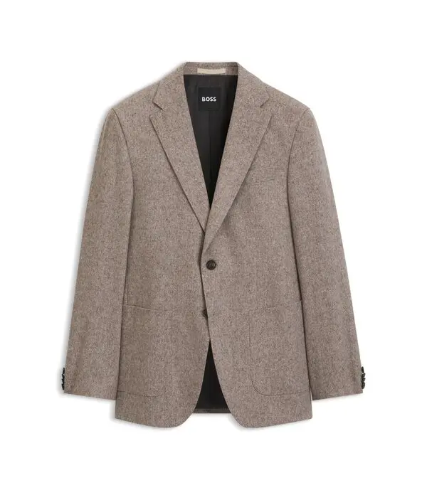 BOSS Herringbone Slim-fit Blazer In A Rich Wool Blend