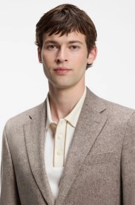 BOSS Herringbone Slim-fit Blazer In A Rich Wool Blend