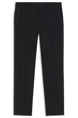 Hugo Extra-slim-fit Tuxedo Pants In A Wool Blend