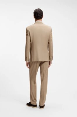 BOSS One Slim-fit Suit Jacket In Virgin Wool - Beige