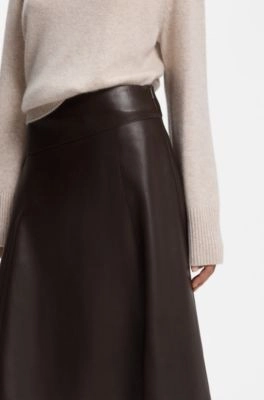 BOSS A-line Nappa Leather Skirt With Diagonal Cut