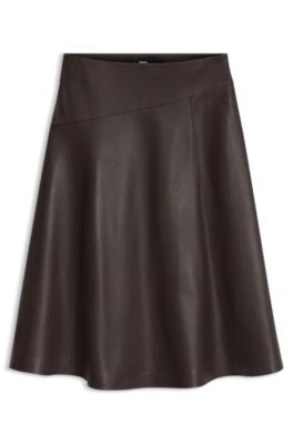 BOSS A-line Nappa Leather Skirt With Diagonal Cut