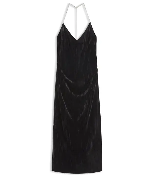 Hugo Velvet Maxi Dress With Chain Halter Straps