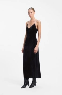 Hugo Velvet Maxi Dress With Chain Halter Straps