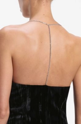 Hugo Velvet Maxi Dress With Chain Halter Straps