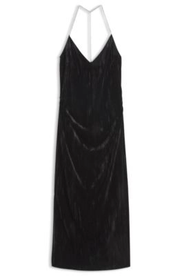 Hugo Velvet Maxi Dress With Chain Halter Straps