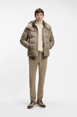 BOSS Water-repellent Puffer Jacket With Adjustable Hood