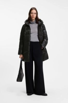 BOSS Knee-length Hooded Jacket With Removable Belt