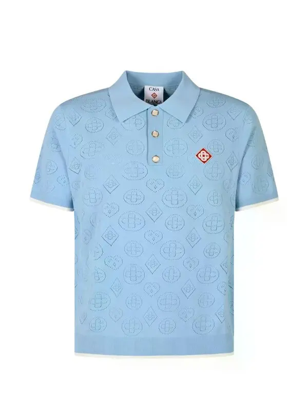 Casablanca Logo-patch Pointelle Polo Shirt