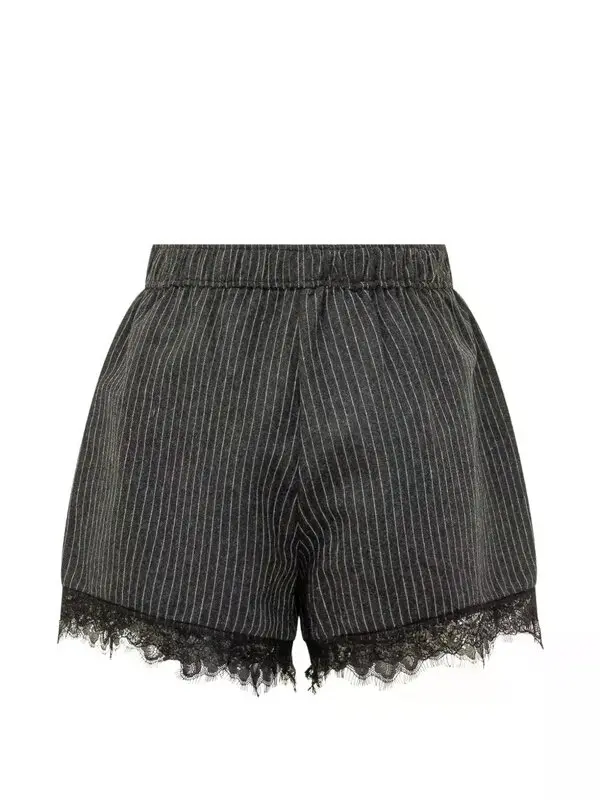 GANNI Pinstripe Lace-trim Shorts