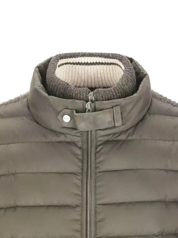 Herno Quilted-panel Ribbed-knit Jacket