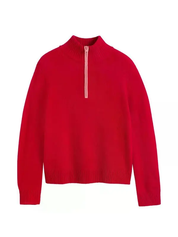 Chinti & Parker Quarter-zip Ribbed-trim Sweater