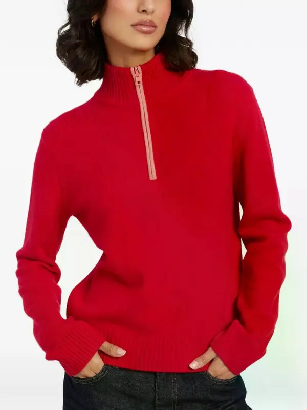 Chinti & Parker Quarter-zip Ribbed-trim Sweater