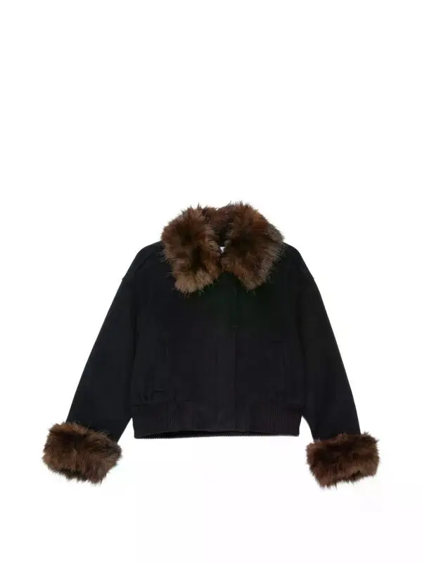 SELF-PORTRAIT Faux-fur Trim Bomber Jacket