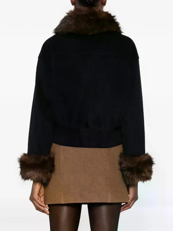 SELF-PORTRAIT Faux-fur Trim Bomber Jacket