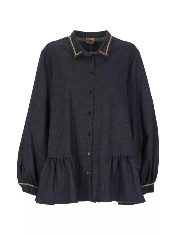 ALVIERO MARTINI 1° CLASSE Ruffled Long-sleeve Shirt - Blue