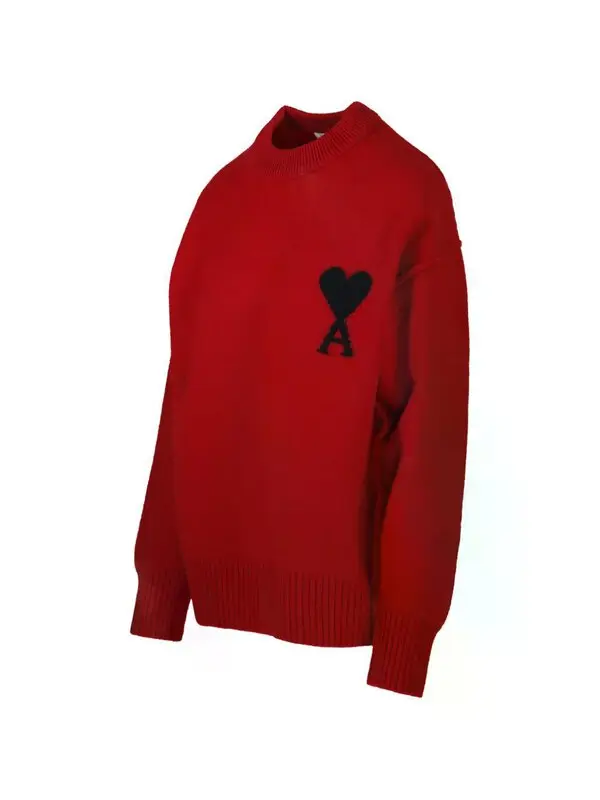 AMI Paris Crew Neck Wool Sweater With De Coeur