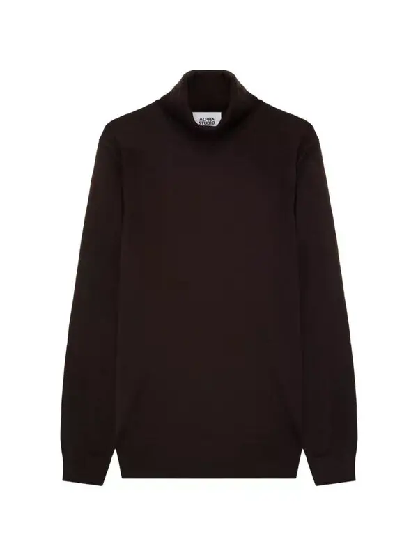 Alpha Studio Roll-neck Merino-wool Sweater - Brown