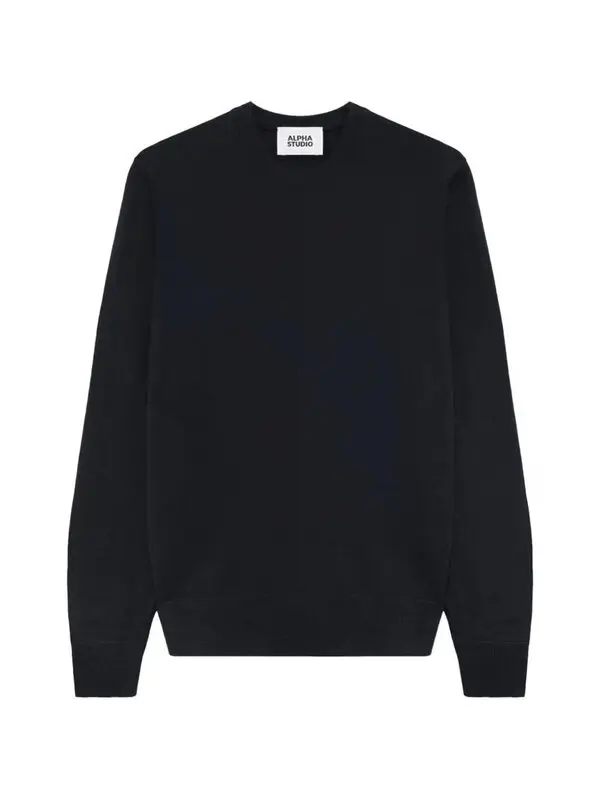 Alpha Studio Fine-knit Crew-neck Sweater - Blue