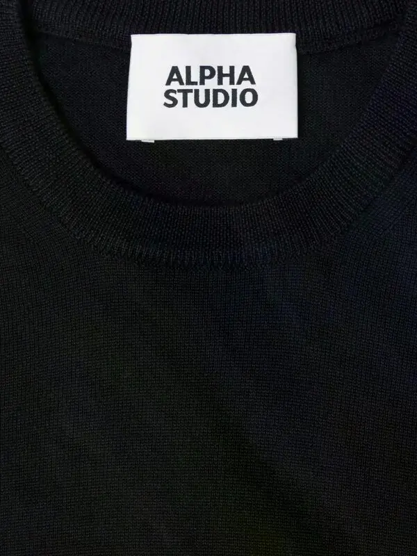 Alpha Studio Fine-knit Crew-neck Sweater - Blue