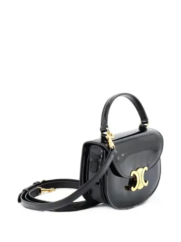 Celine Triomphe Besace Clea Top Handle Flap Bag Patent Mini Satchel