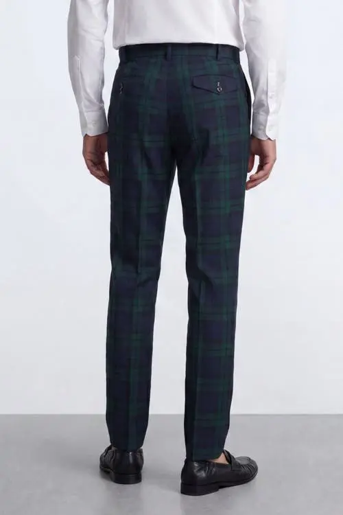 TWISTED TAILOR Ginger Tartan Slim Suit Trousers