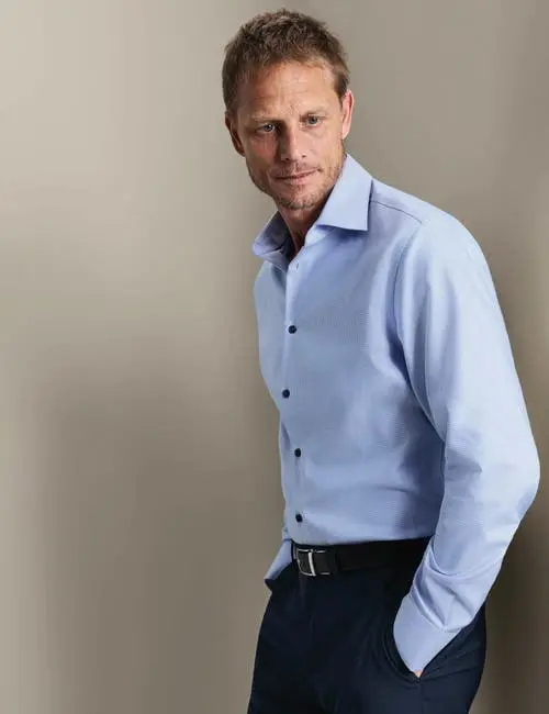 CHARLES TYRWHITT Non-iron Stretch Texture Slim Fit Shirt