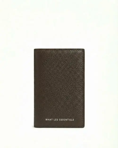 WANT Les Essentiels Lynden Pebble-grained Leather Bi-fold Cardholder - Dark Brown