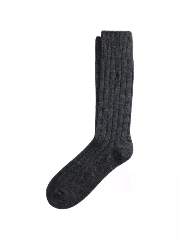 Polo Ralph Lauren Ribbed-knit Logo-embroidered Socks - Grey