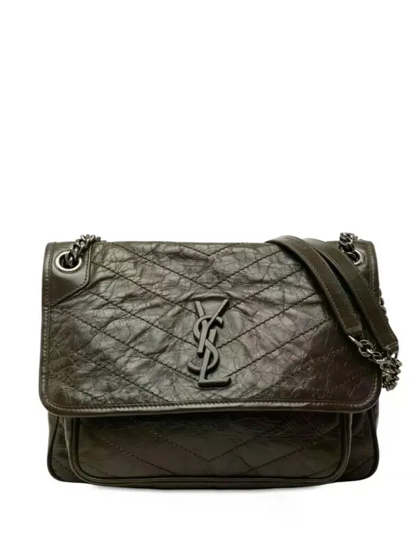 Saint Laurent 2023 Medium Crinkled Calfskin Niki Shoulder Bag - Brown