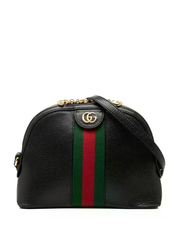 Gucci 2016-2026 Small Calfskin Web Ophidia Dome Crossbody Bag - Black