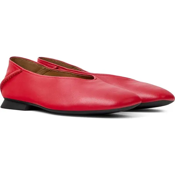 Camper Casi Myra Leather Flat - Bright Red