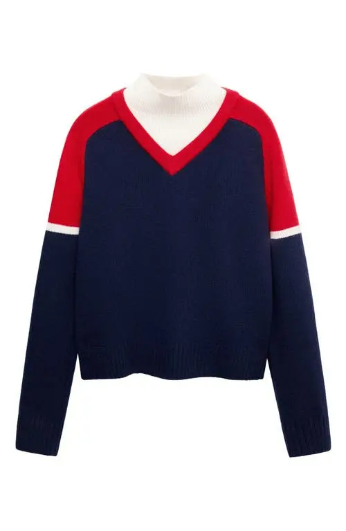Mango Contrast Wool Blend Sweater