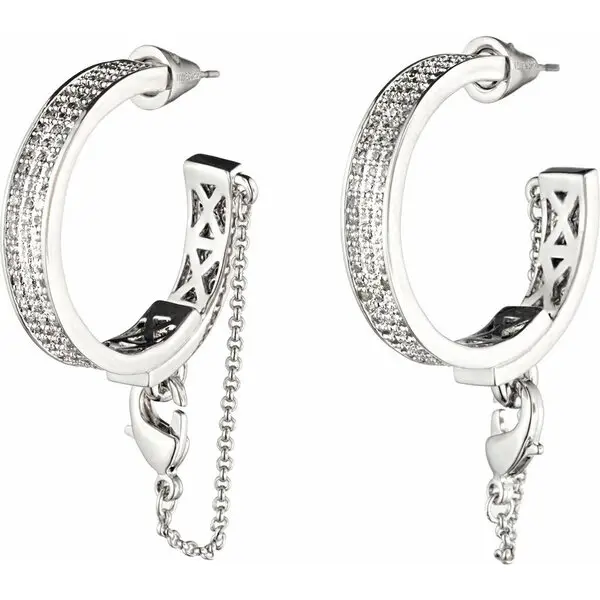 EDDIEBORGO Pavé Safety Chain Hoop Earrings