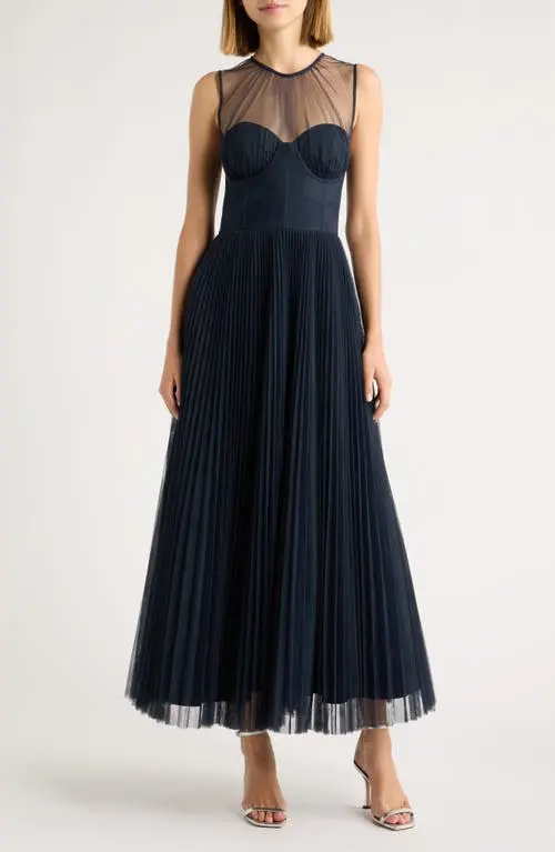 HUTCH Donya Pleated Gown - Navy