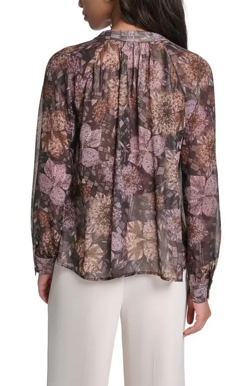 Karl Lagerfeld Paris Foil Chiffon Tie Neck Top
