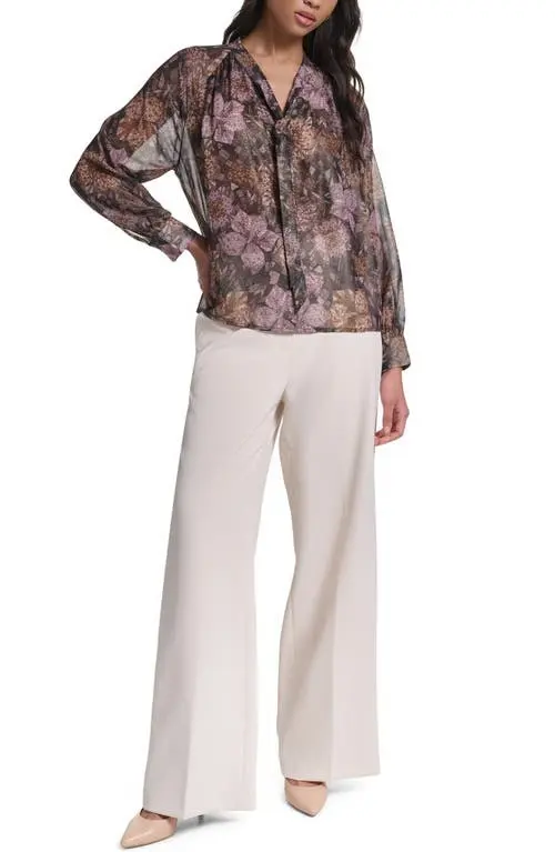 Karl Lagerfeld Paris Foil Chiffon Tie Neck Top