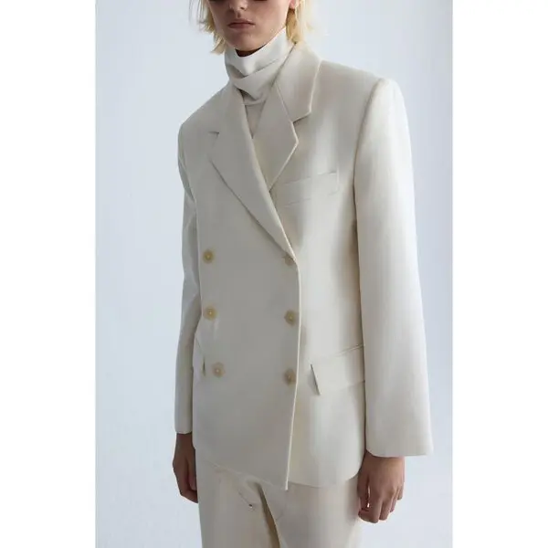 Mango Double Breasted Wool Blend Blazer